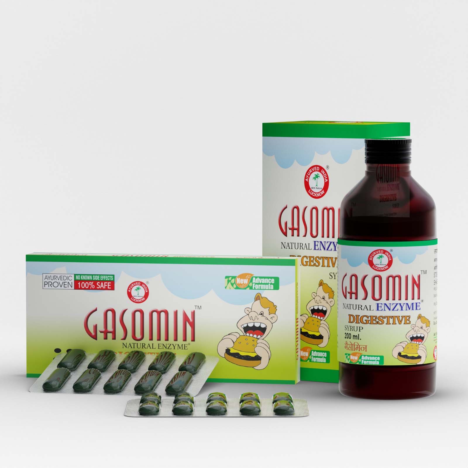 Gasomin Syrup Digestive Stimulant Packing of 100ml by Ayurved India